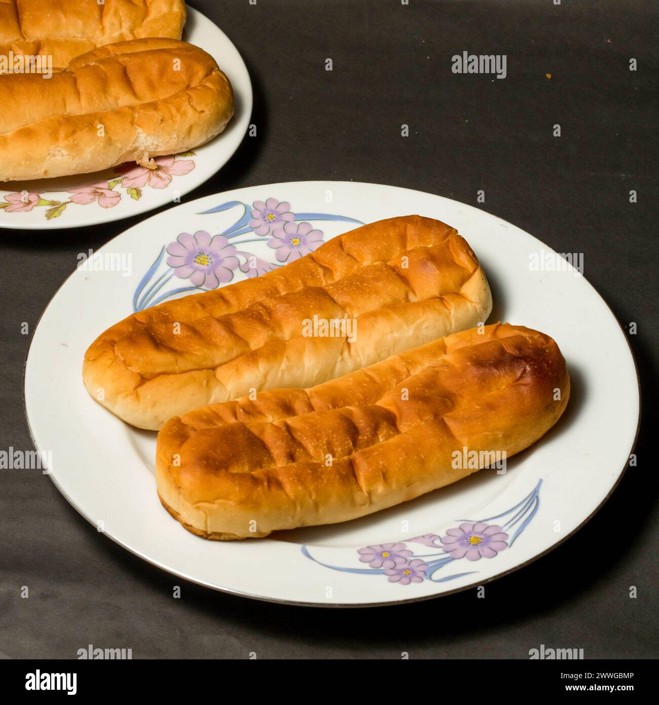 Fresh butter buns for breakfast isolated,Sweet butter bun background ...