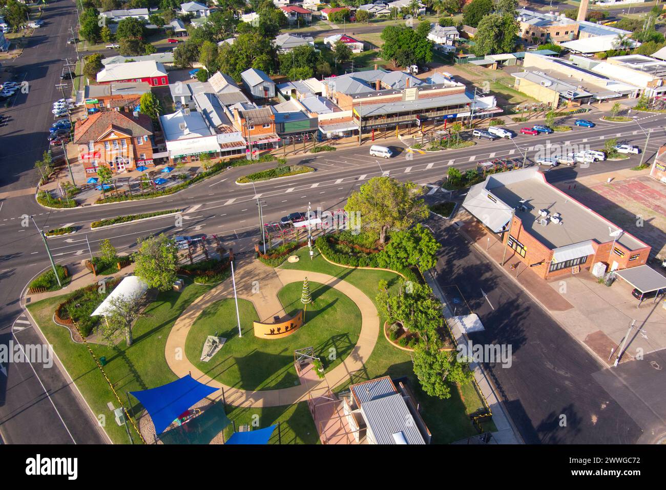 Aerial of ANZAC Park Miles Queensland Australia Stock Photo - Alamy