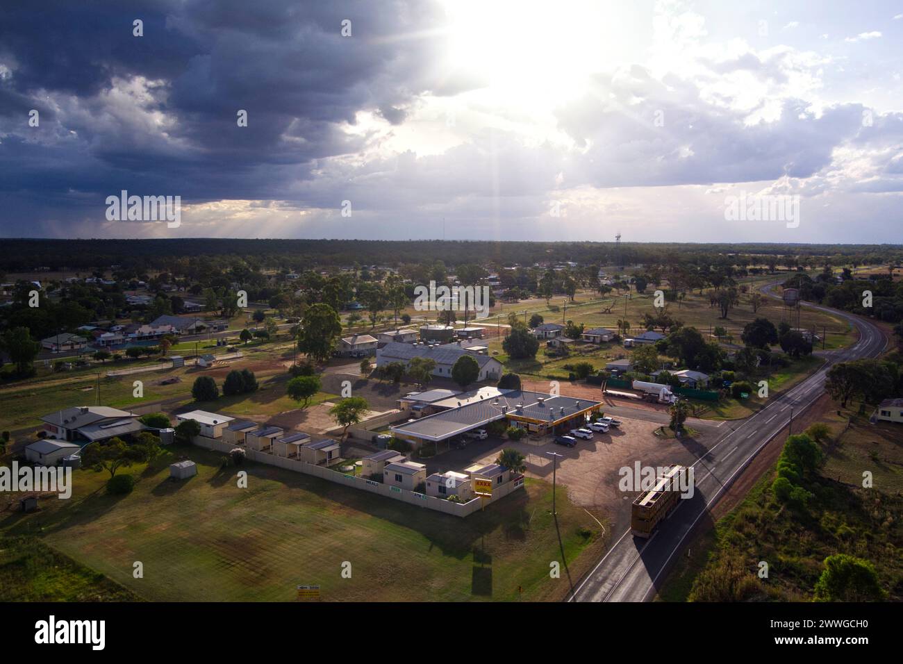 Aerial of Yuleba Hotel on the Warrego Highway Yuleba Queensland ...