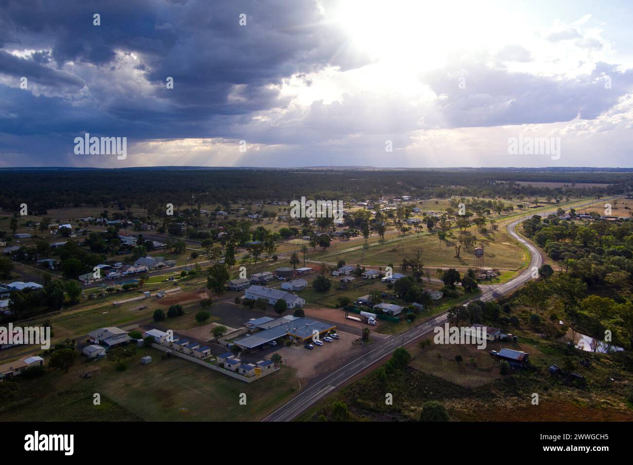Aerial of Yuleba Hotel on the Warrego Highway Yuleba Queensland ...