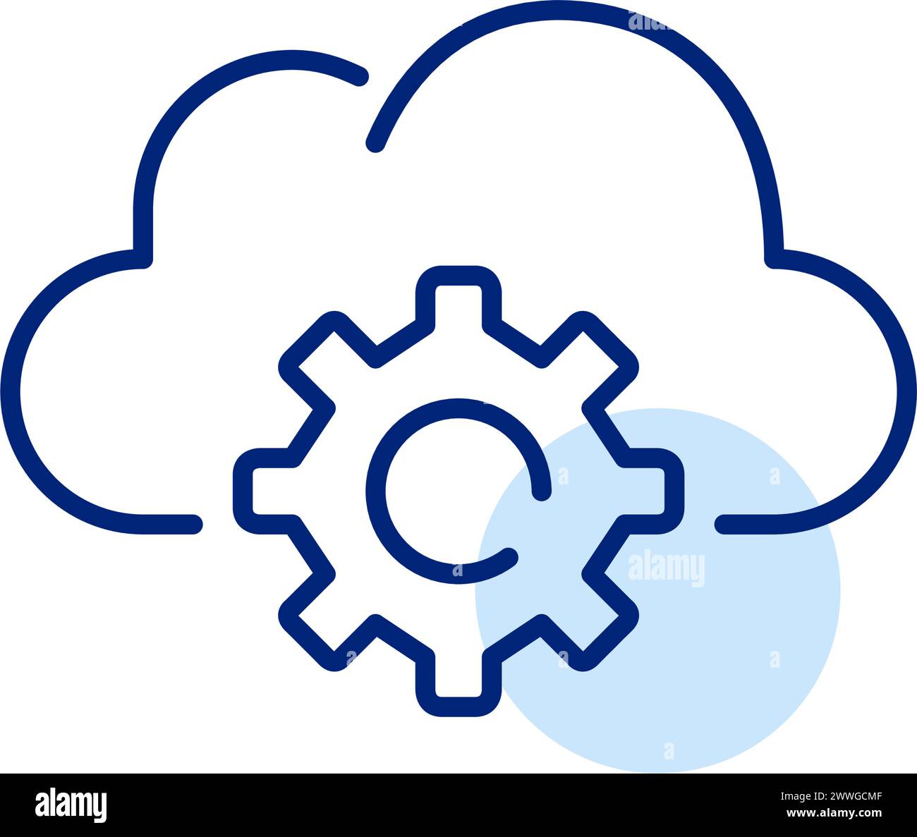 Cloud and cogwheel. Cloud-based data storage and technologies ...