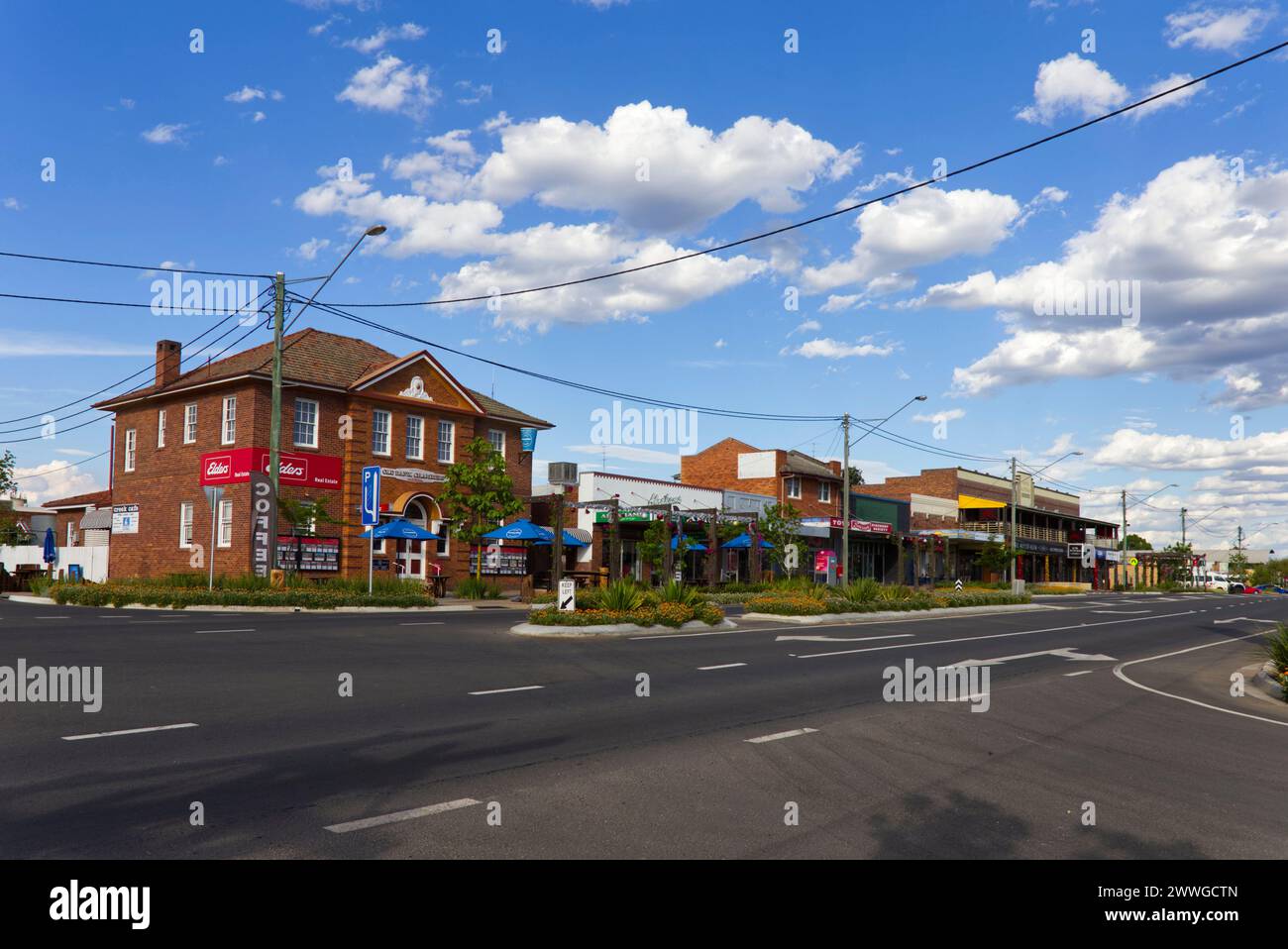 Leichhardt Highway passing through the country town of Miles on the ...