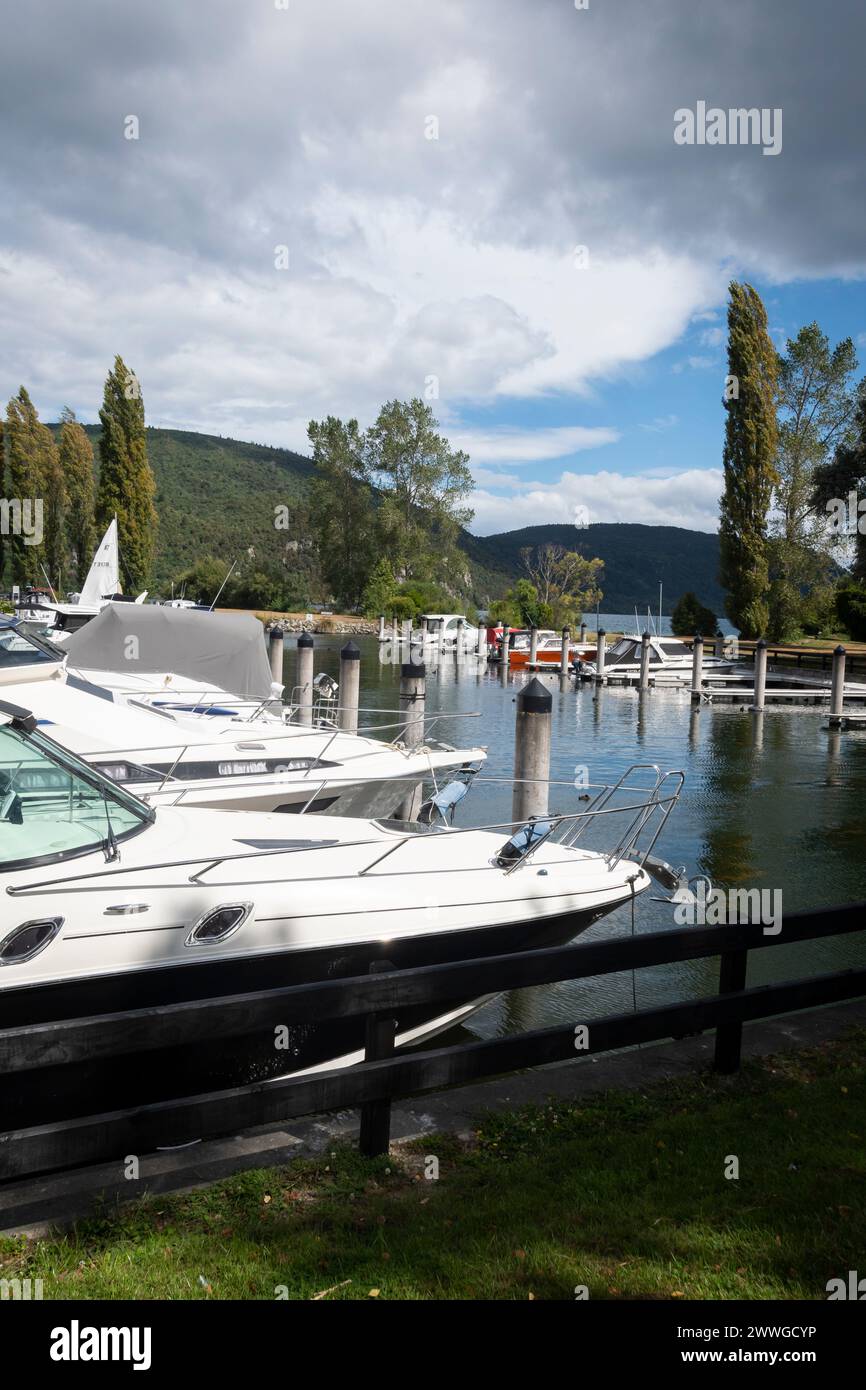 Boating marina, Kinloch, Lake Taupo, North Island, New Zealand Stock ...