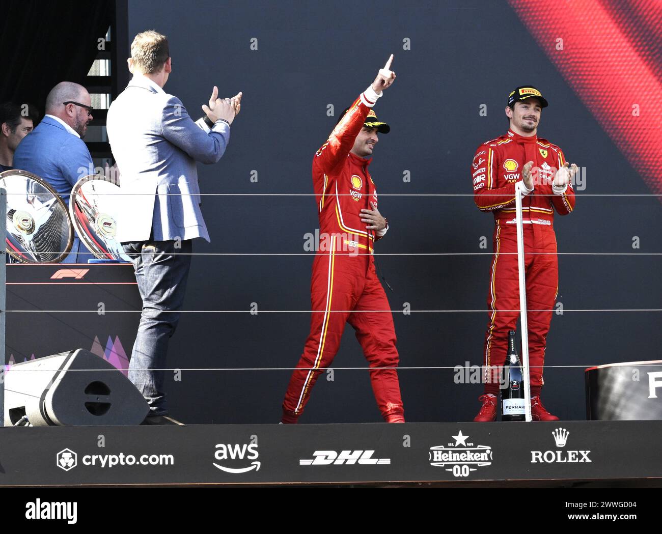 Leclerc podium hi-res stock photography and images - Alamy