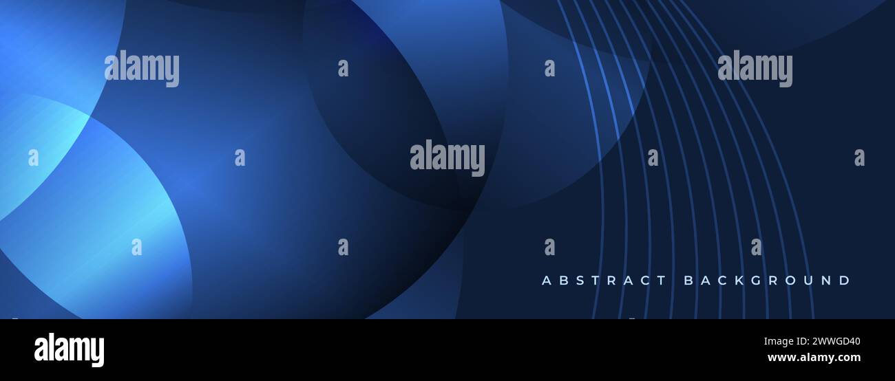 Blue abstract background with circles and circular stripes. Wide vector ...
