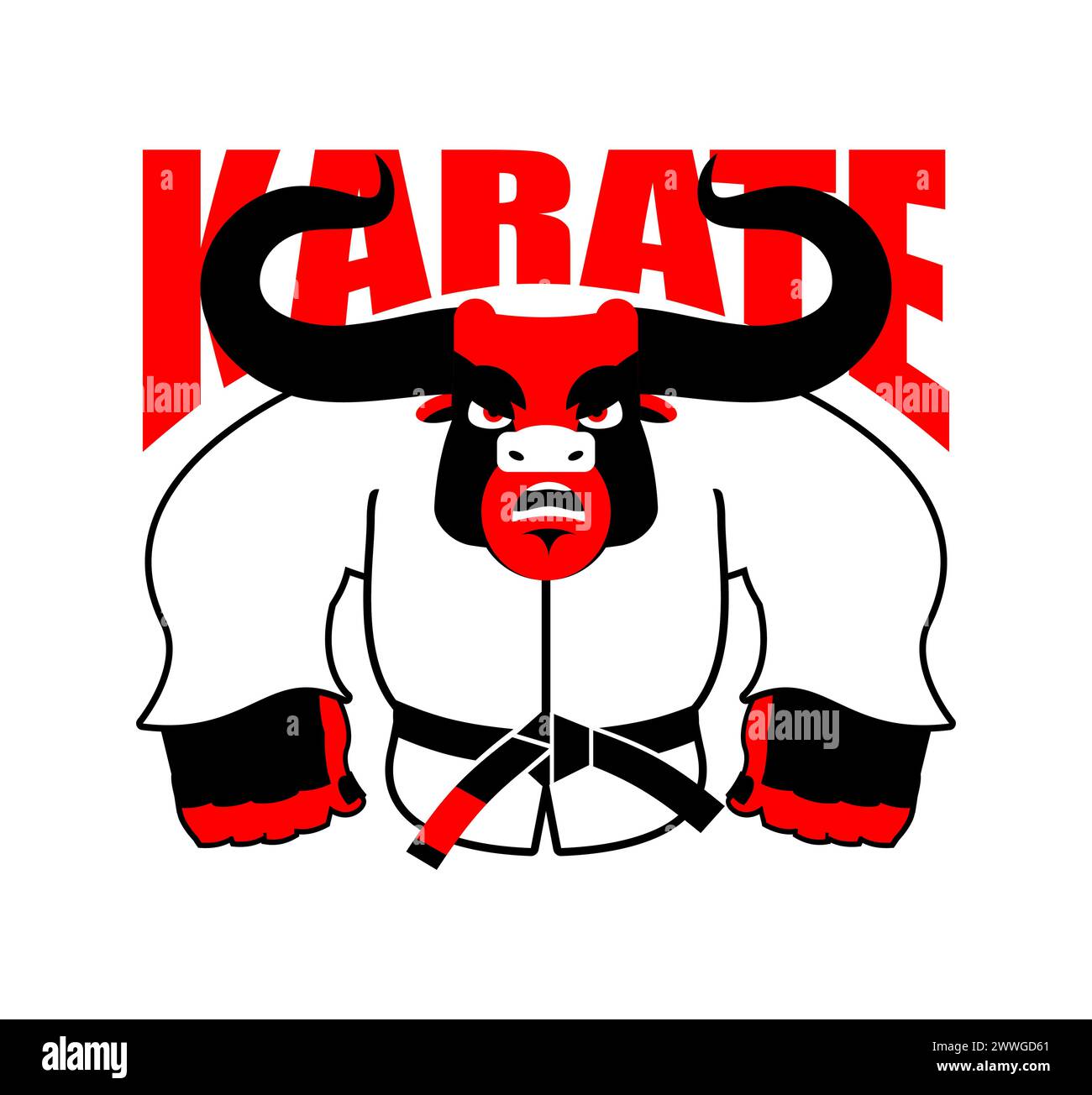 Karate Bull mascot. Buffalo in judo kimono. Angry sport animal Stock ...