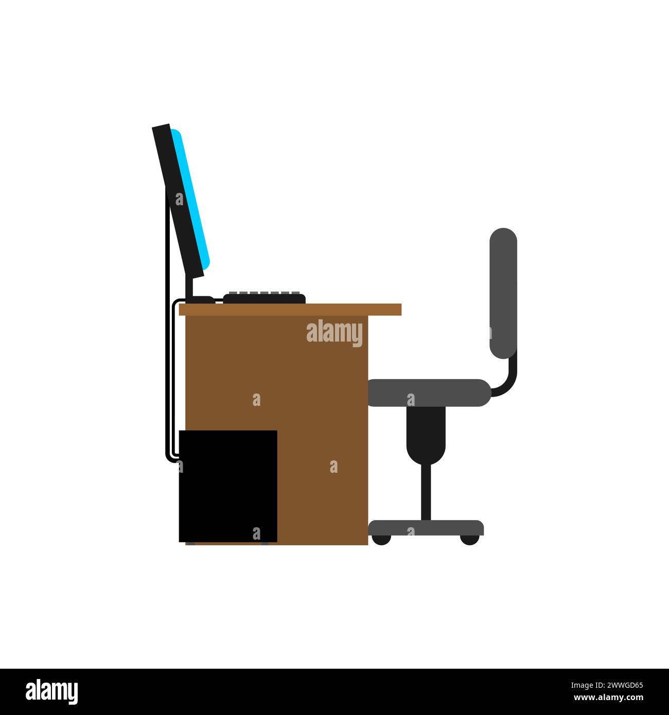 Office workplace isolated. Computer and desk, office chair and system ...