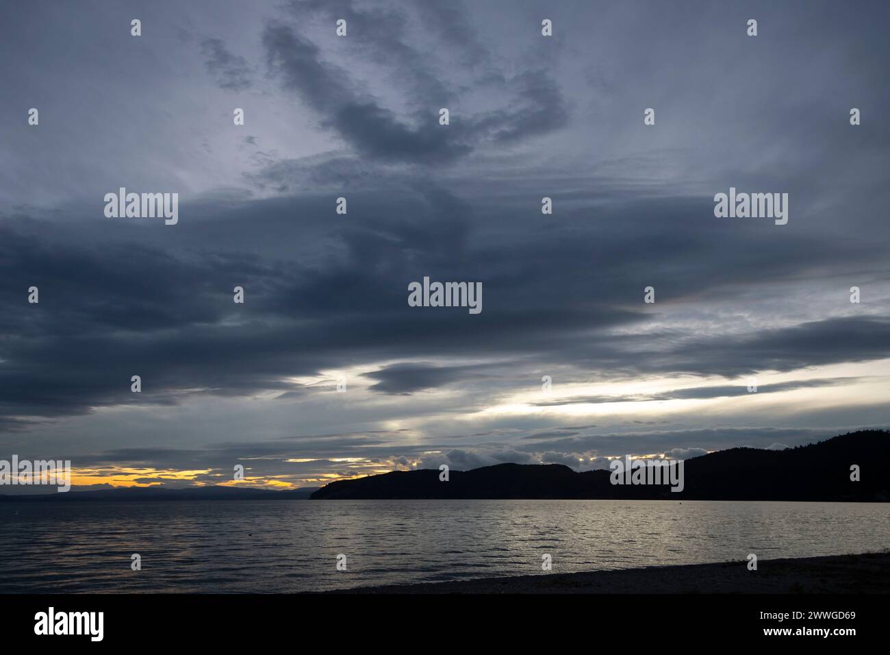 Sunset over Lake Taupo, Kinloch, North Island, New Zealand Stock Photo ...