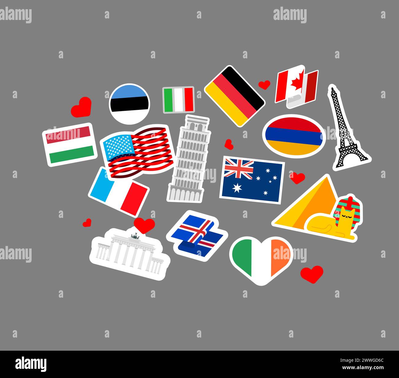 Stickers from different countries for suitcases Stock Vector Image ...