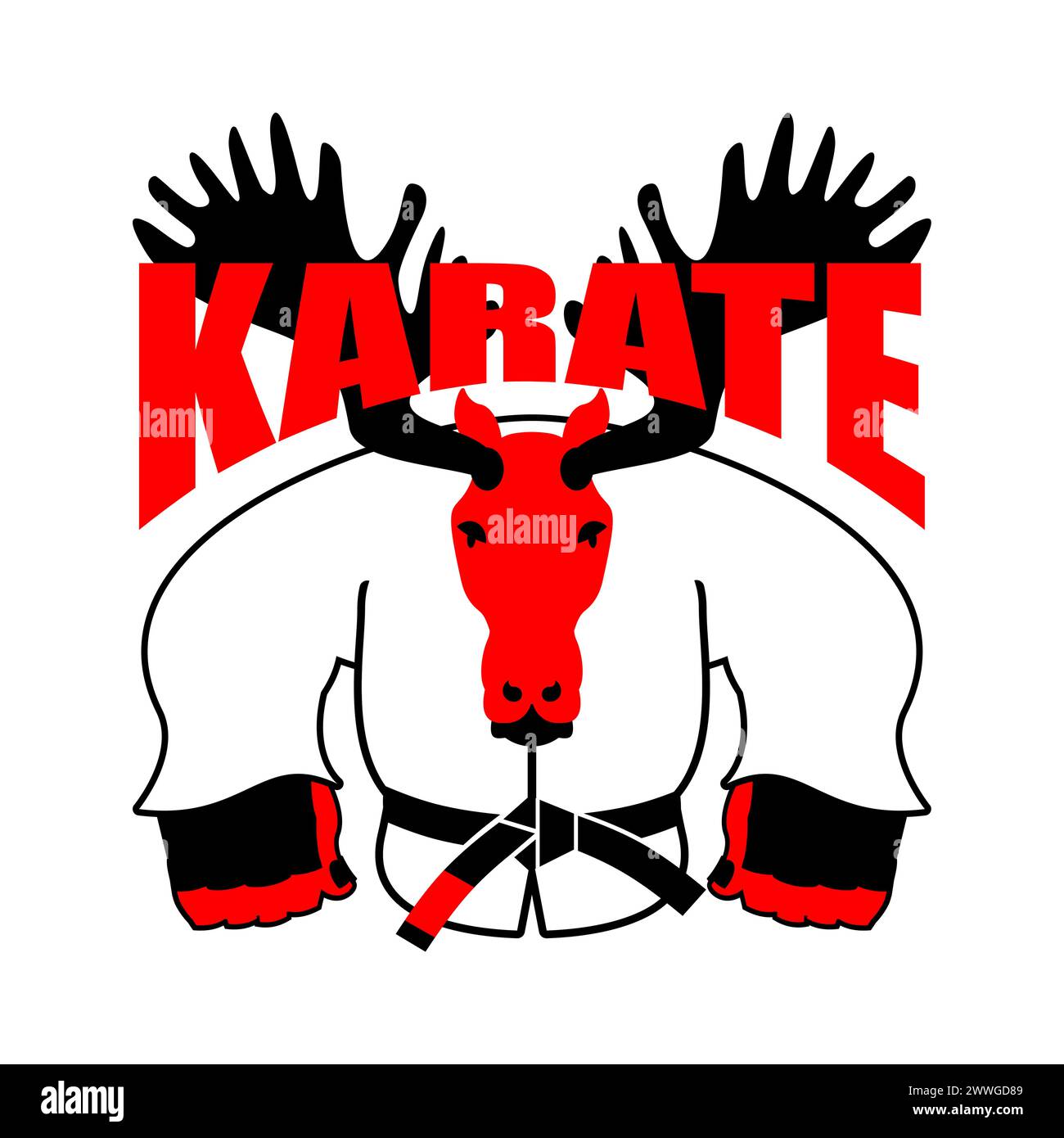 Karate Deer mascot. Elk in judo kimono. Angry sport animal Stock Vector ...
