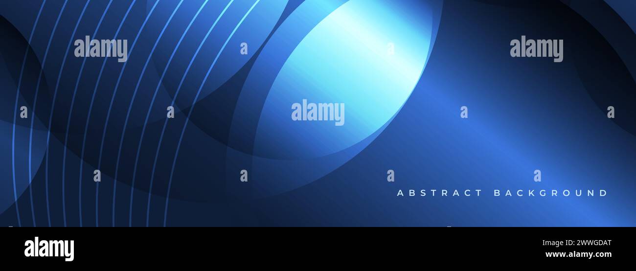 Blue abstract background with circles and circular stripes. Wide vector ...