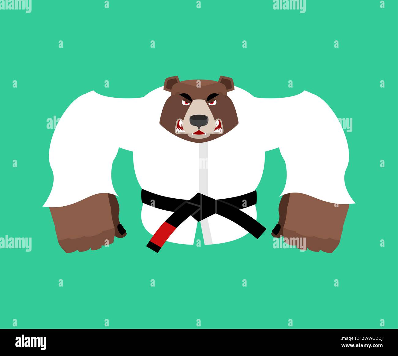 Bear in judo kimono. Karate grizzly mascot. Angry sport animal Stock ...