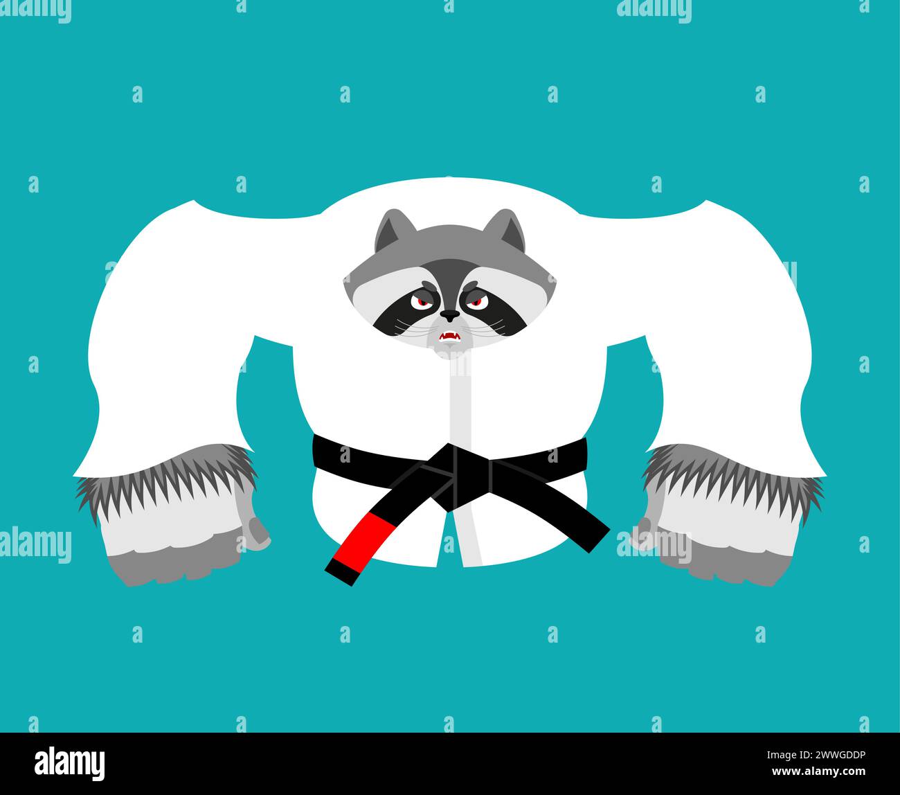 Raccoon in judo kimono. Karate racoon mascot. Angry sport animal Stock ...
