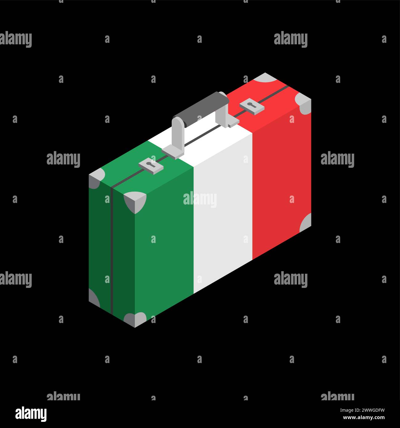 Retro suitcase Italy. Italian flag on a British travel suitcase Stock ...