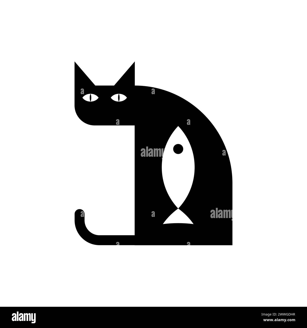 Cat ate fish sign. Fish inside cat symbol icon Stock Vector Image & Art ...