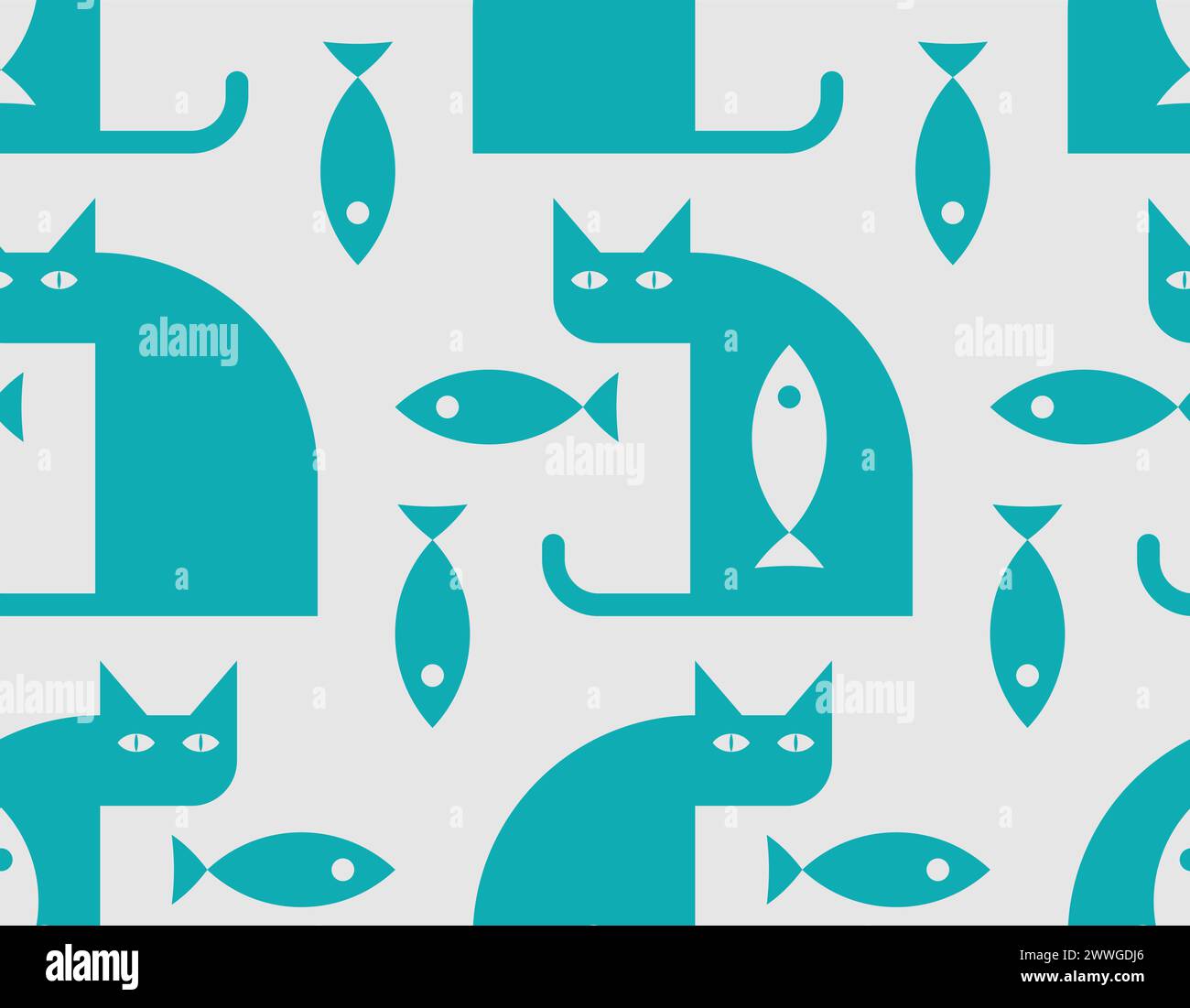 Cat and fish pattern seamless. Fish inside cat background. Baby fabric ...