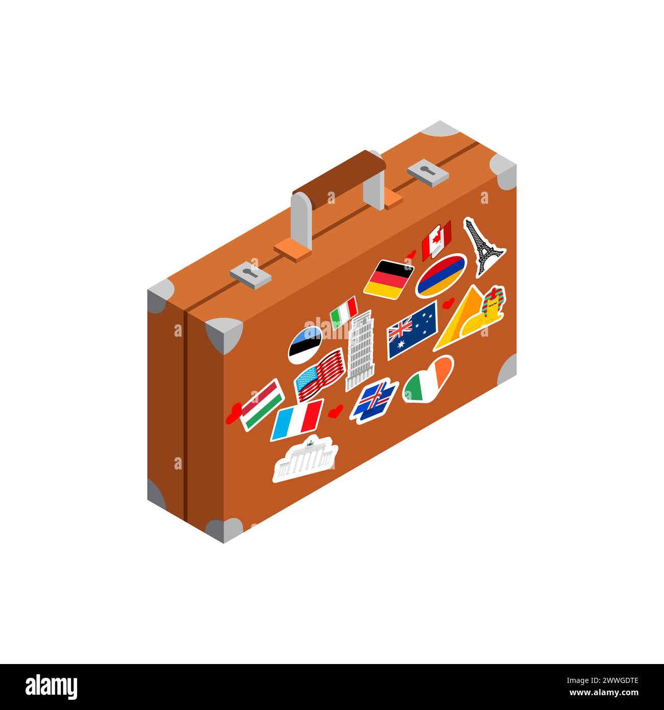 Classic leather suitcase Stock Vector Images - Alamy