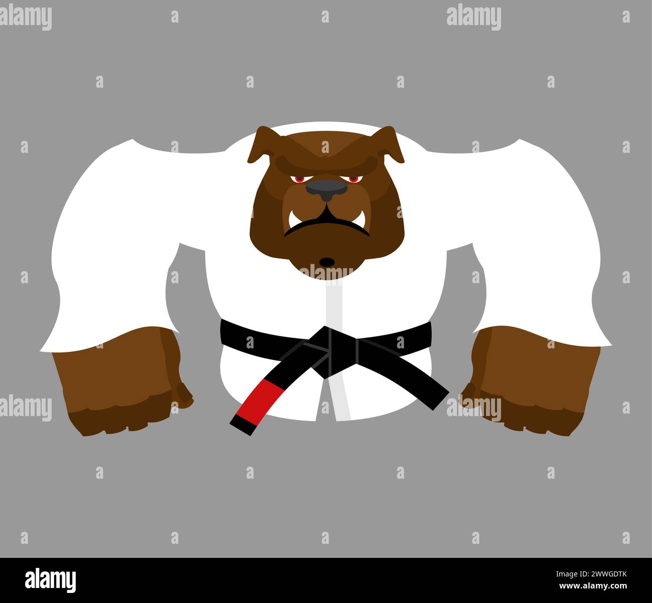 Dog in judo kimono. Karate bulldog mascot. Angry sport animal Stock ...