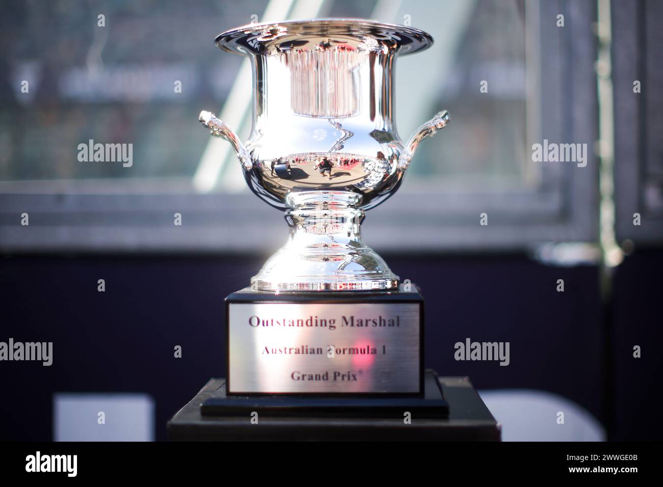 Melbourne, Australie. 24th Mar, 2024. Australian Marshal trophy during ...