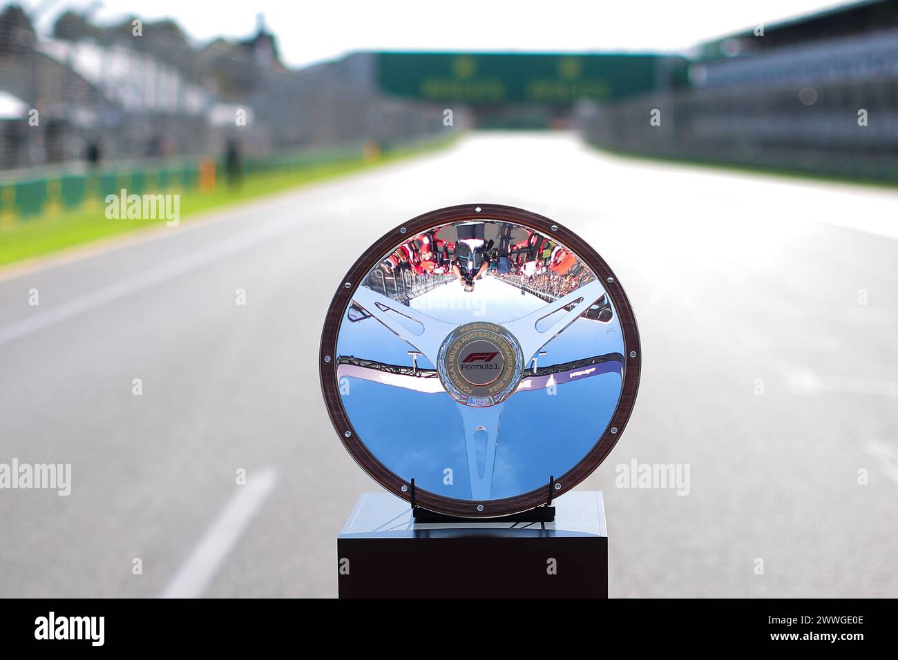 Melbourne, Australie. 24th Mar, 2024. Australian GP trophy during the ...