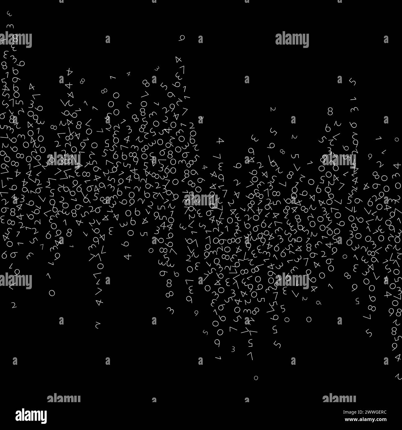 Falling numbers, big data concept. Binary white disorderly flying ...