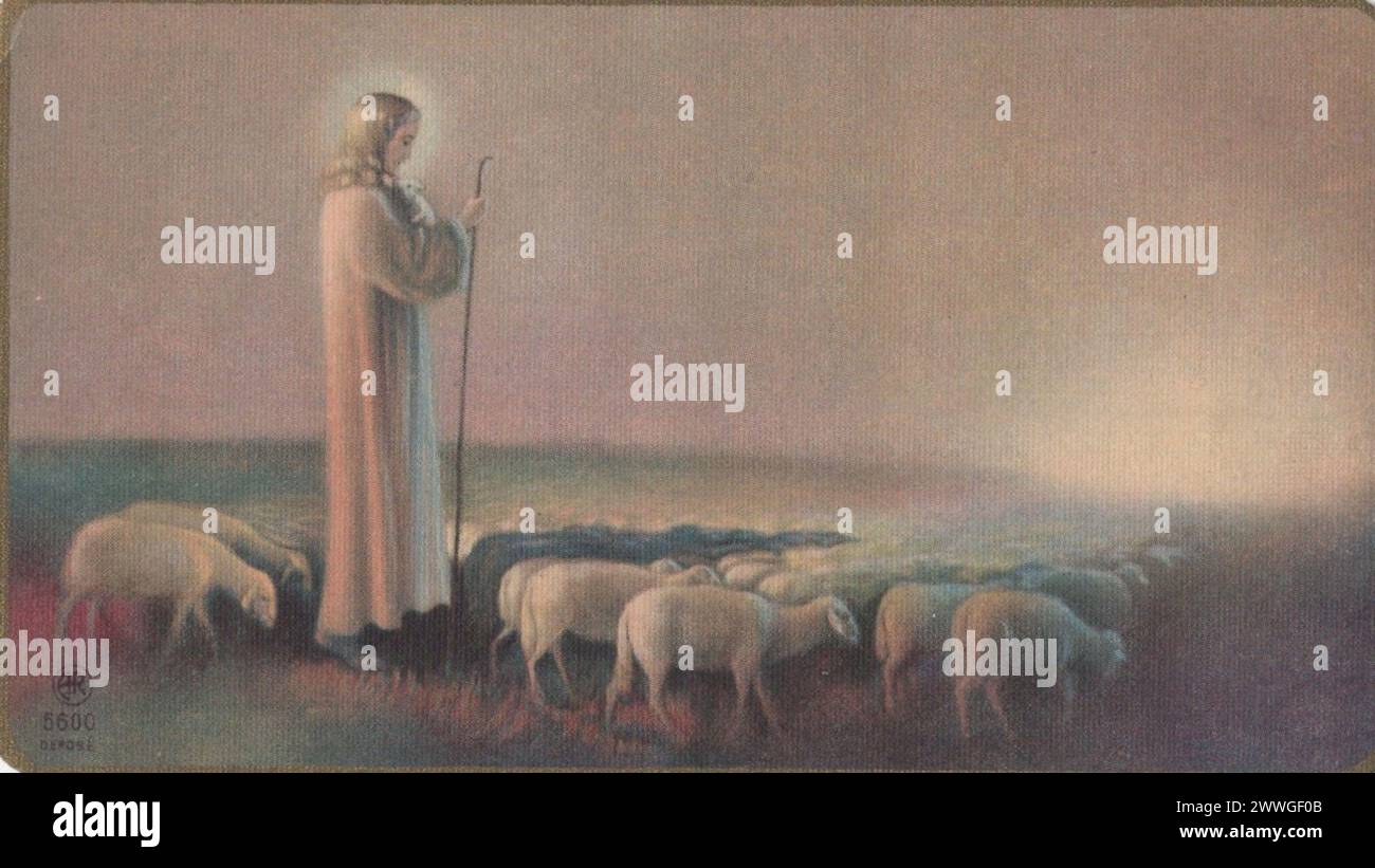 vintage holy card Jesus with sheep1890s- / The Good Shepherd / Lamb ...