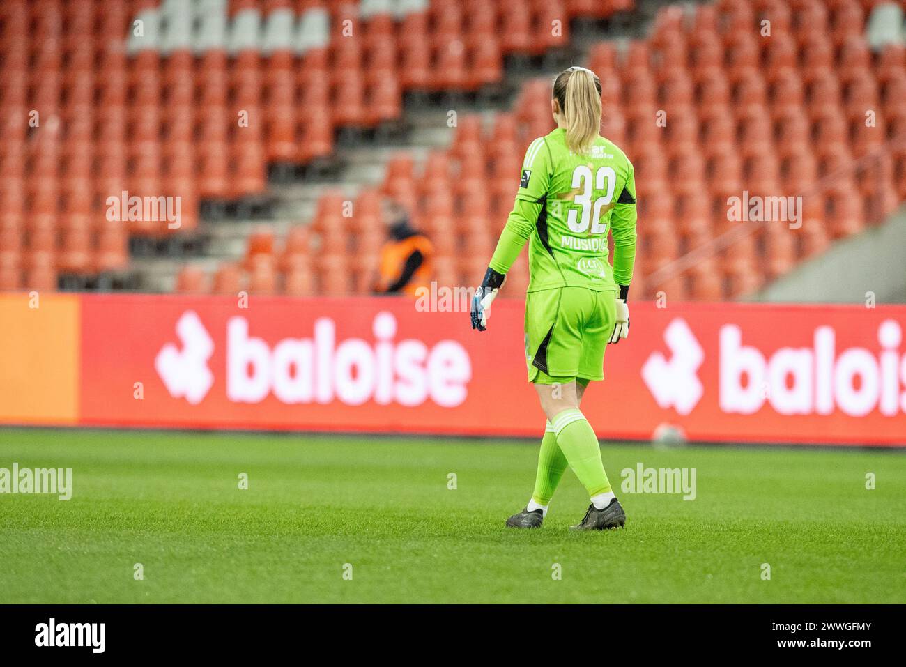 Liege, Belgium. 23rd Mar, 2024. goalkeeper Lise Musique (32) of ...