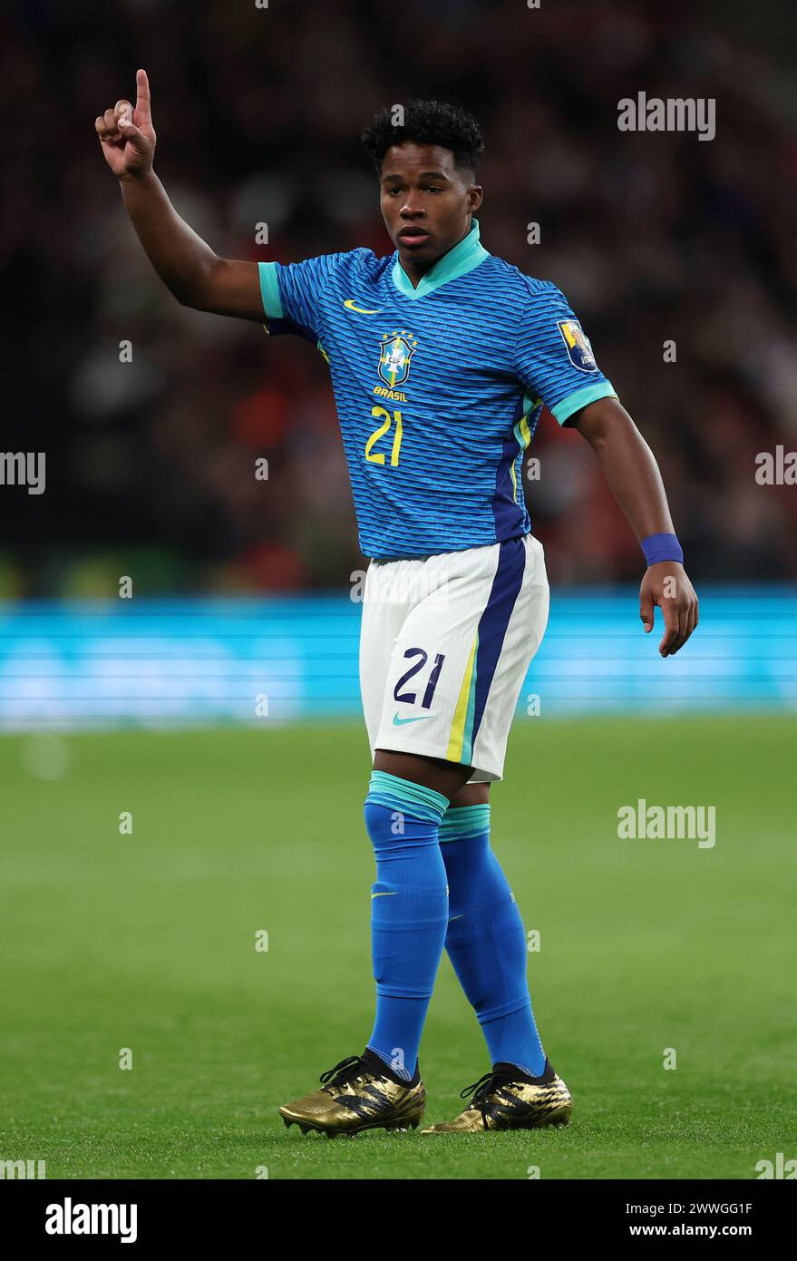 London, UK. 23rd Mar, 2024. Endrick of Brazil during the International ...