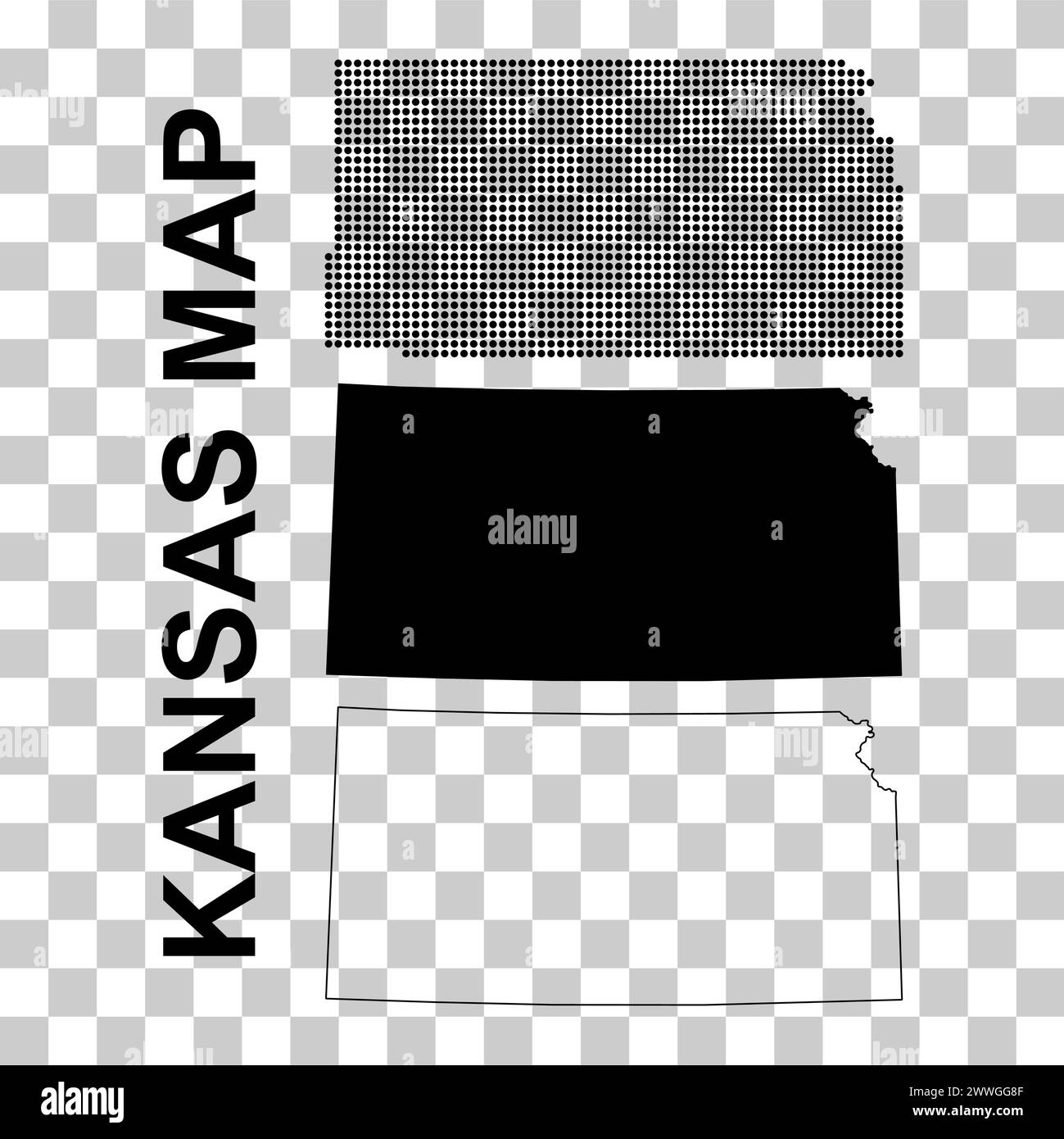 Set of Kansas map, united states of america. Flat concept icon vector ...