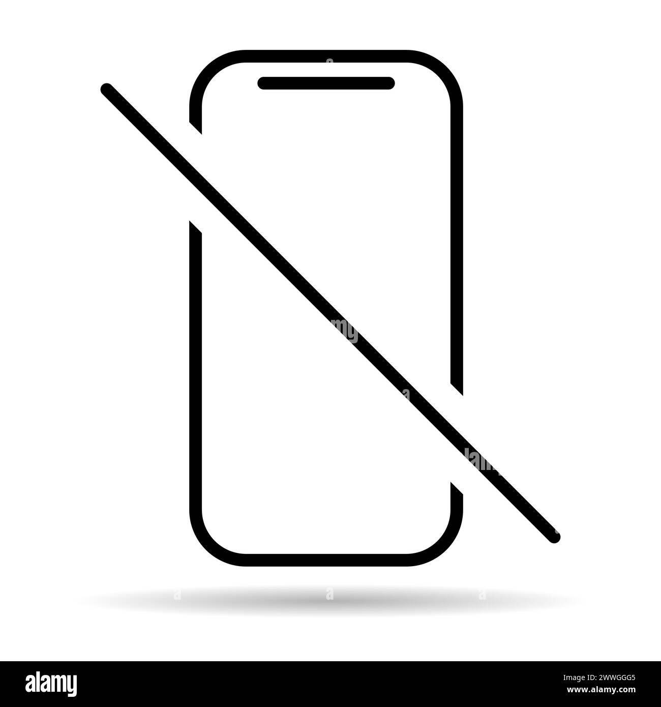 Mobile forbidden shadow icon, no use phone sign, ban smartphone label ...