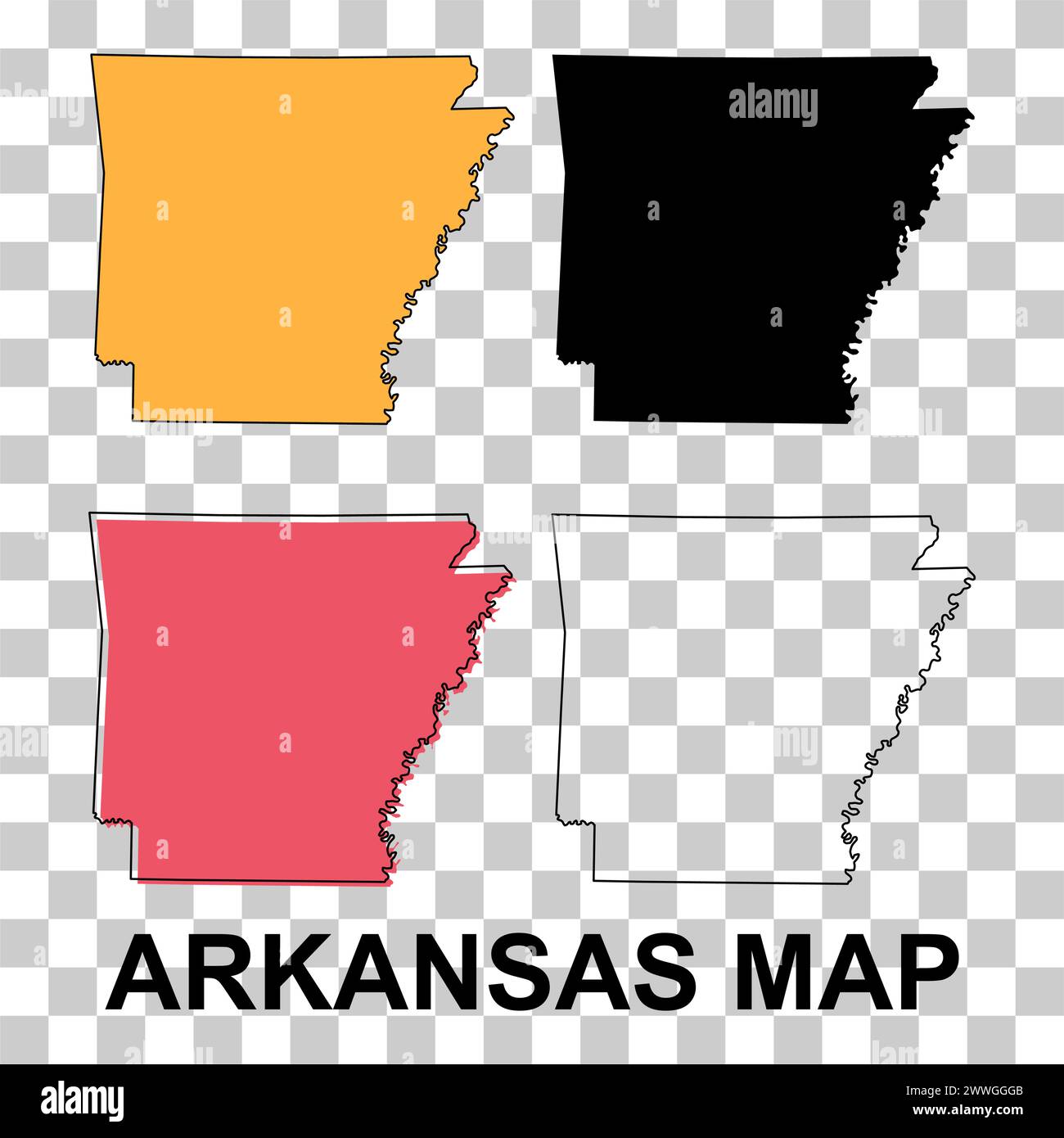 Set of Arkansas map, united states of america. Flat concept icon symbol ...