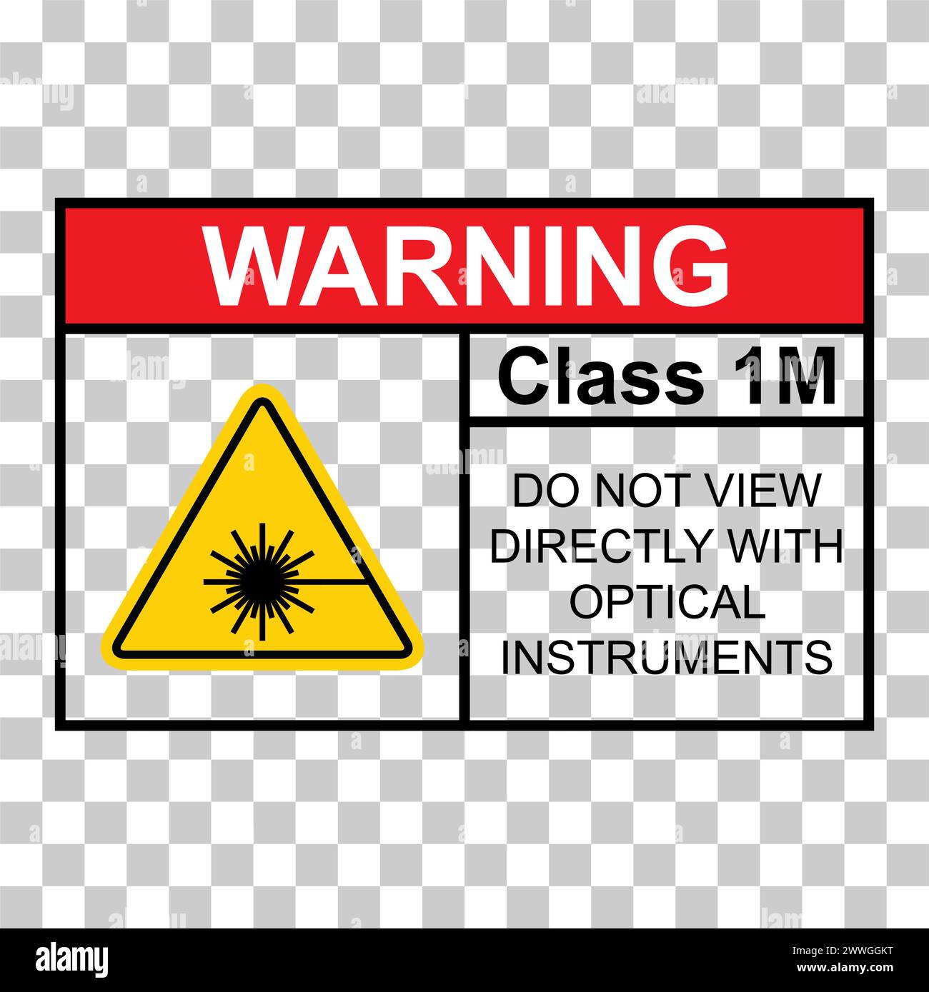 Laser radiation danger class 1M label icon, safety information symbol ...
