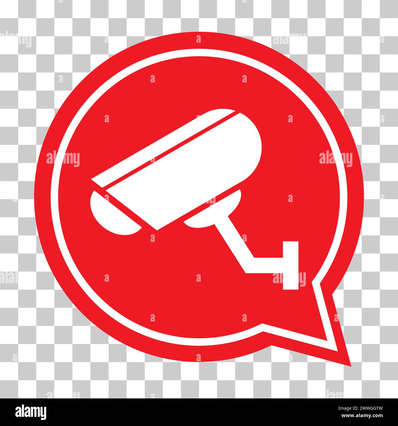Closed circuit television camera icon, CCTV video protection alert ...