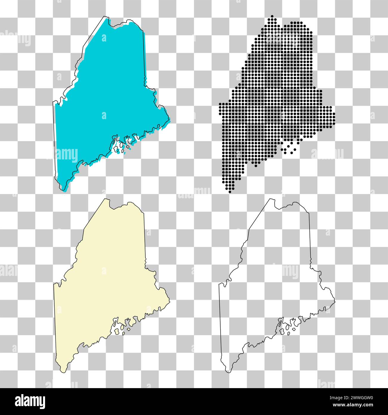 Set of Maine map, united states of america. Flat concept icon vector ...