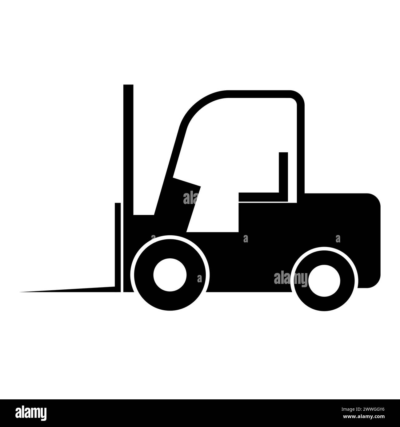 Forklift transport icon, industry vehicle machine symbol, fork truck ...