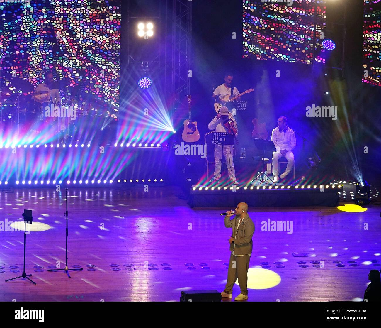Famous singer Maher Zain performs during his concert. The famous pop ...