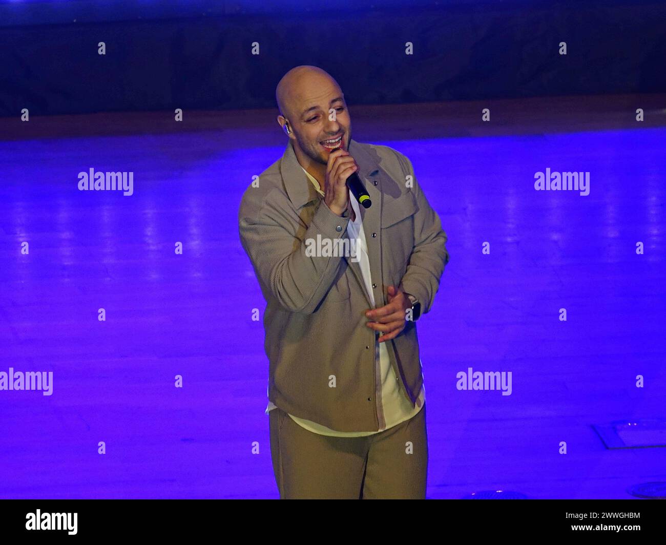 Famous singer Maher Zain performs during his concert. The famous pop ...