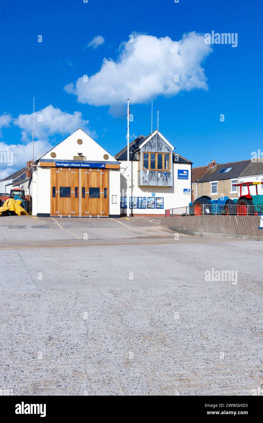 RNLI lifeboat rescue station Newbiggin by Sea, Northumberland, England ...
