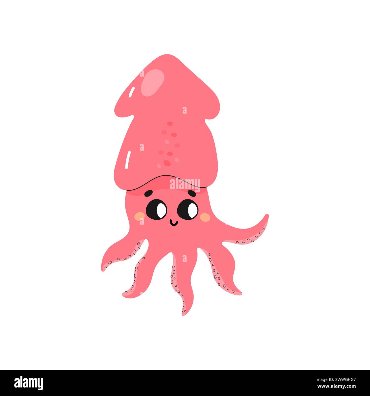 Cute cuttlefish, octopus, squid, t-shirt print, kids poster, on white ...