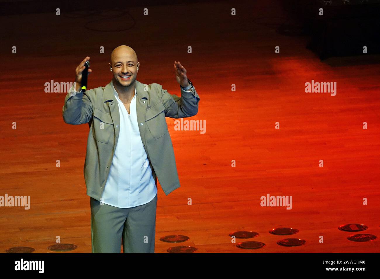 Famous singer Maher Zain performs during his concert. The famous pop ...