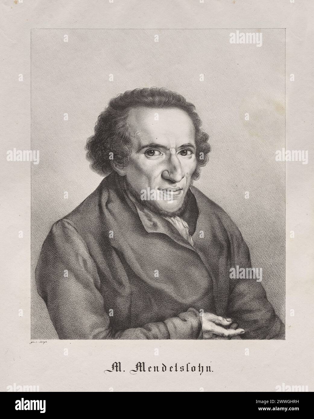 Portrait of Moses Mendelssohn, 1824. by Gustav Karl Friedrich Lüderitz ...