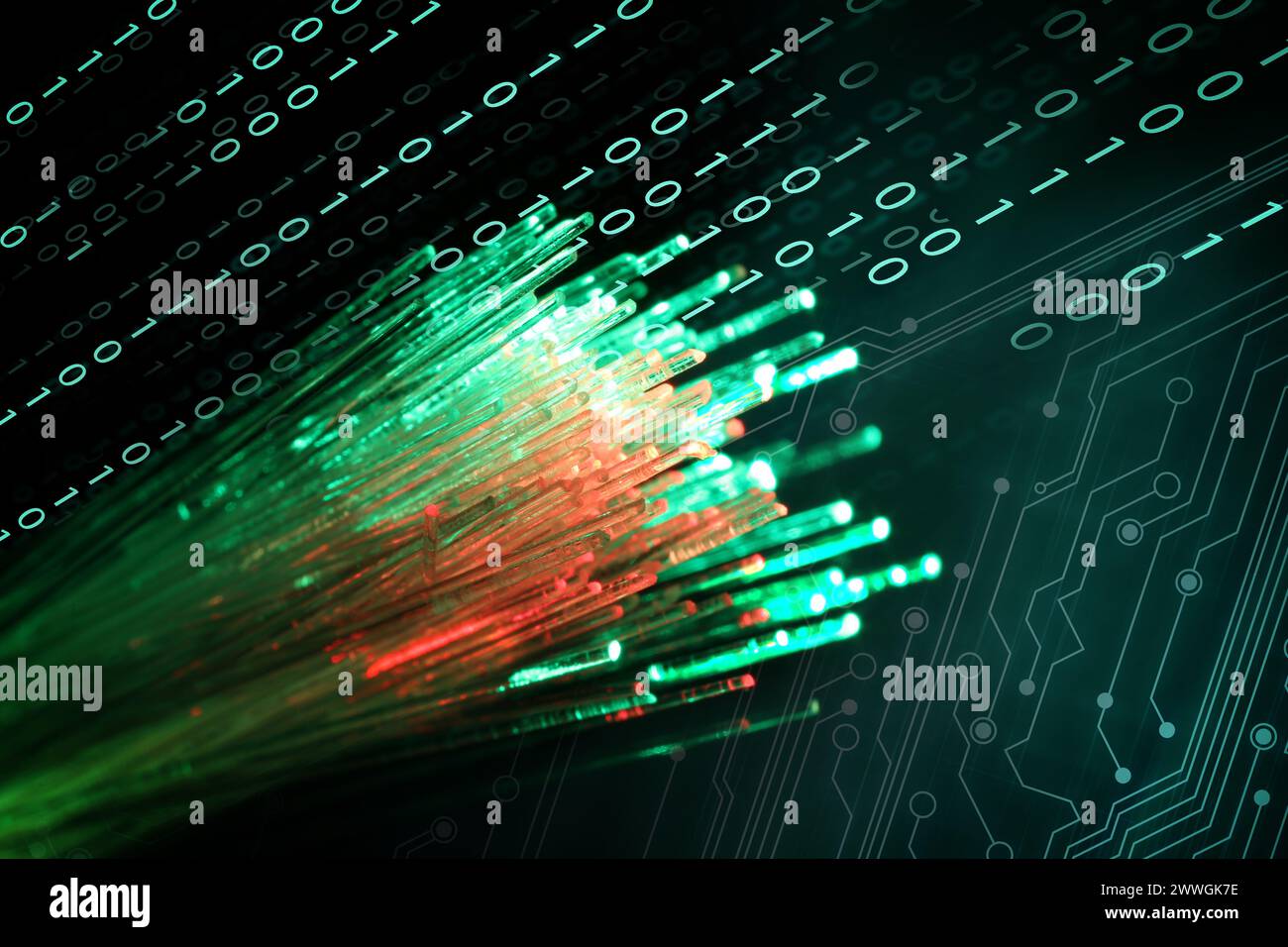 Optical fiber strands, binary code and circuit board, multiple exposure ...