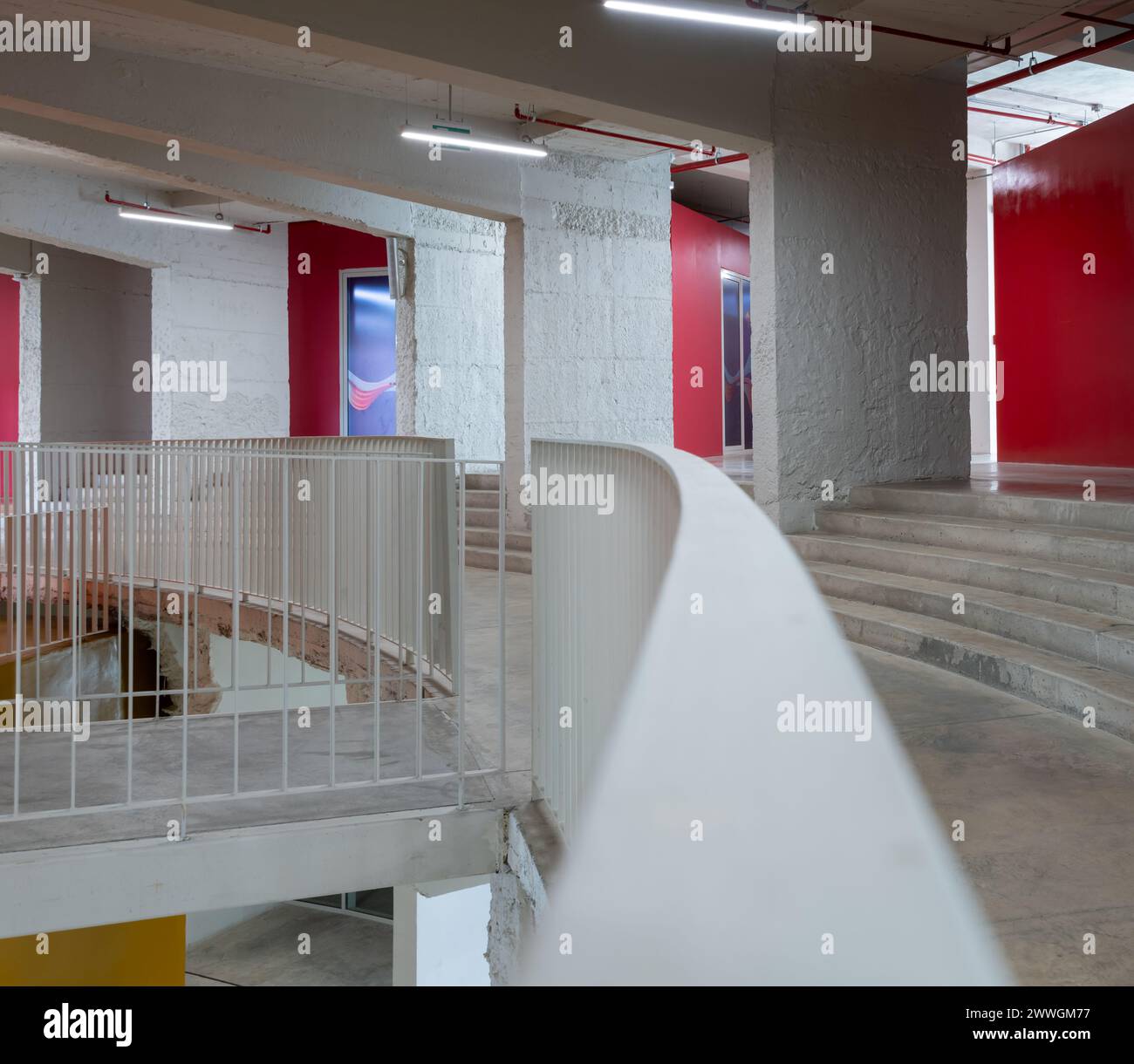 Inside the Pyramid of Tirana, newly opened with coloured pods and ...