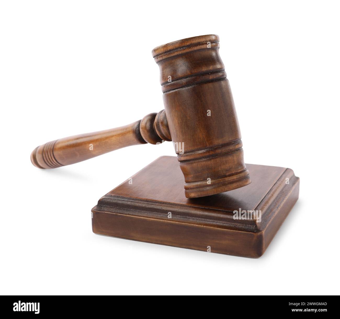 Wooden gavel isolated on white. Small mallet Stock Photo - Alamy