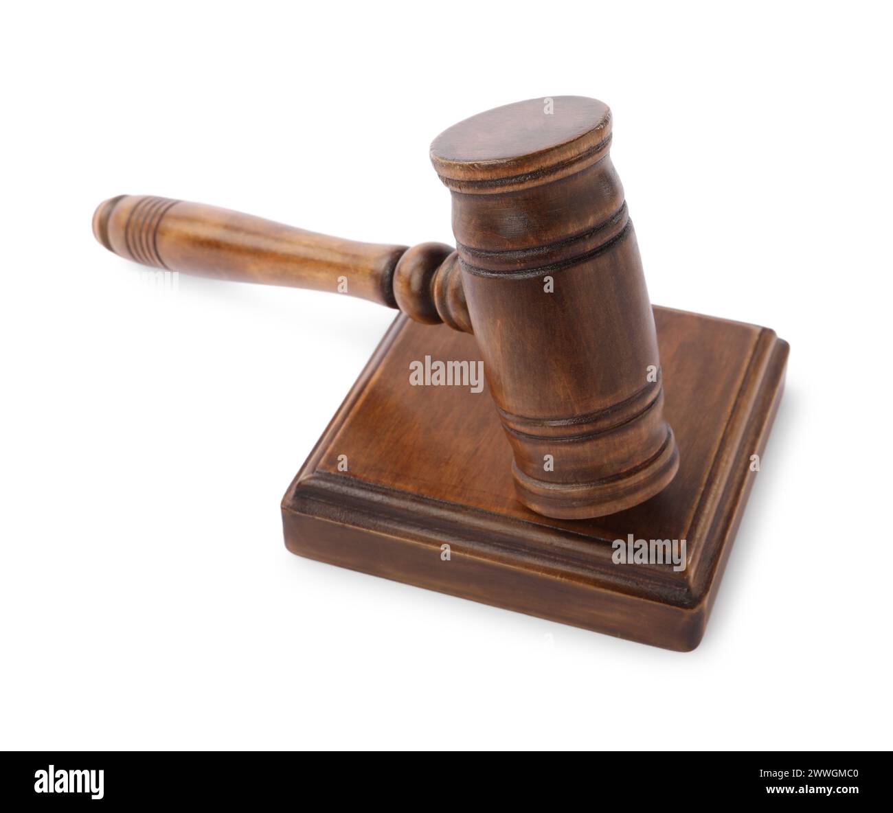 Wooden gavel isolated on white. Small mallet Stock Photo - Alamy