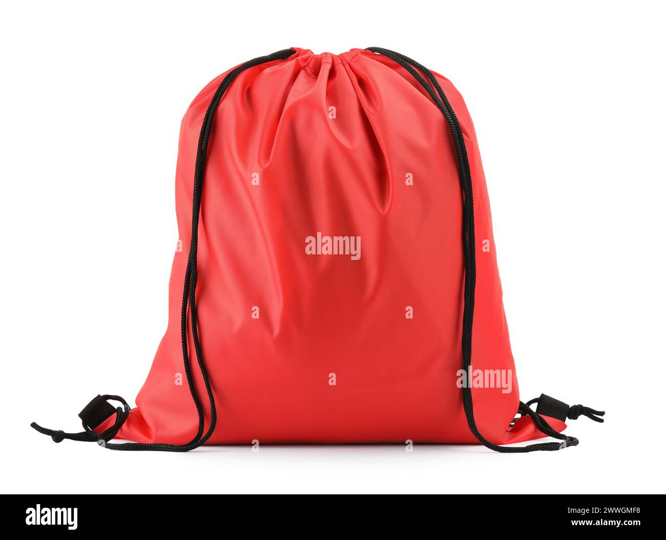 One red drawstring bag isolated on white Stock Photo - Alamy