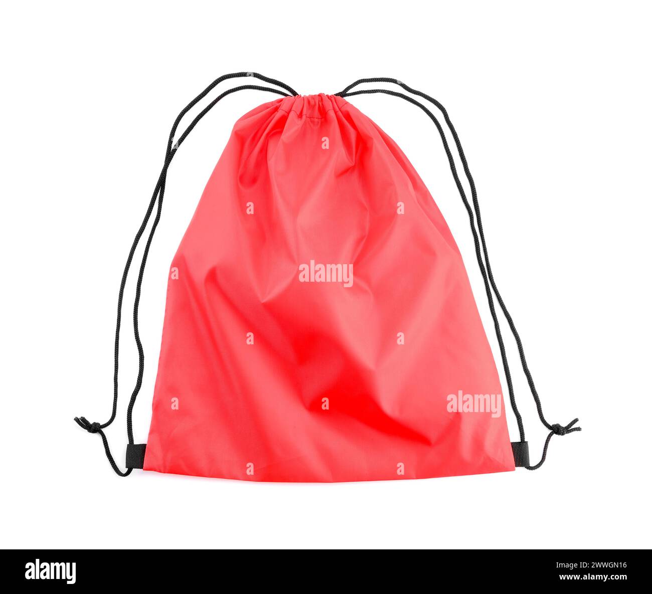 One red drawstring bag isolated on white Stock Photo - Alamy