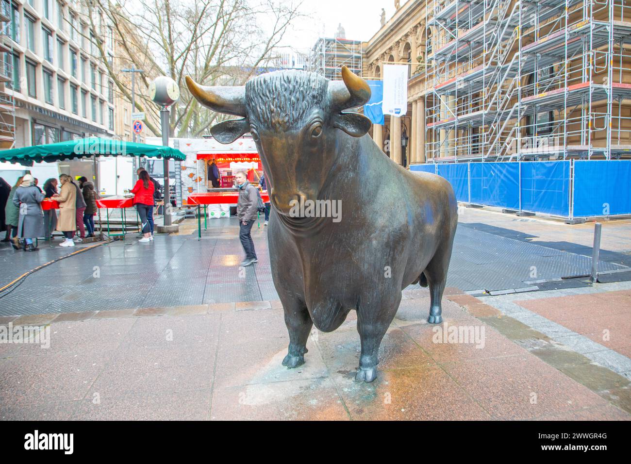 Frankfurt, Germany - March 16, 2024: The Bull and Bear Statues at the ...