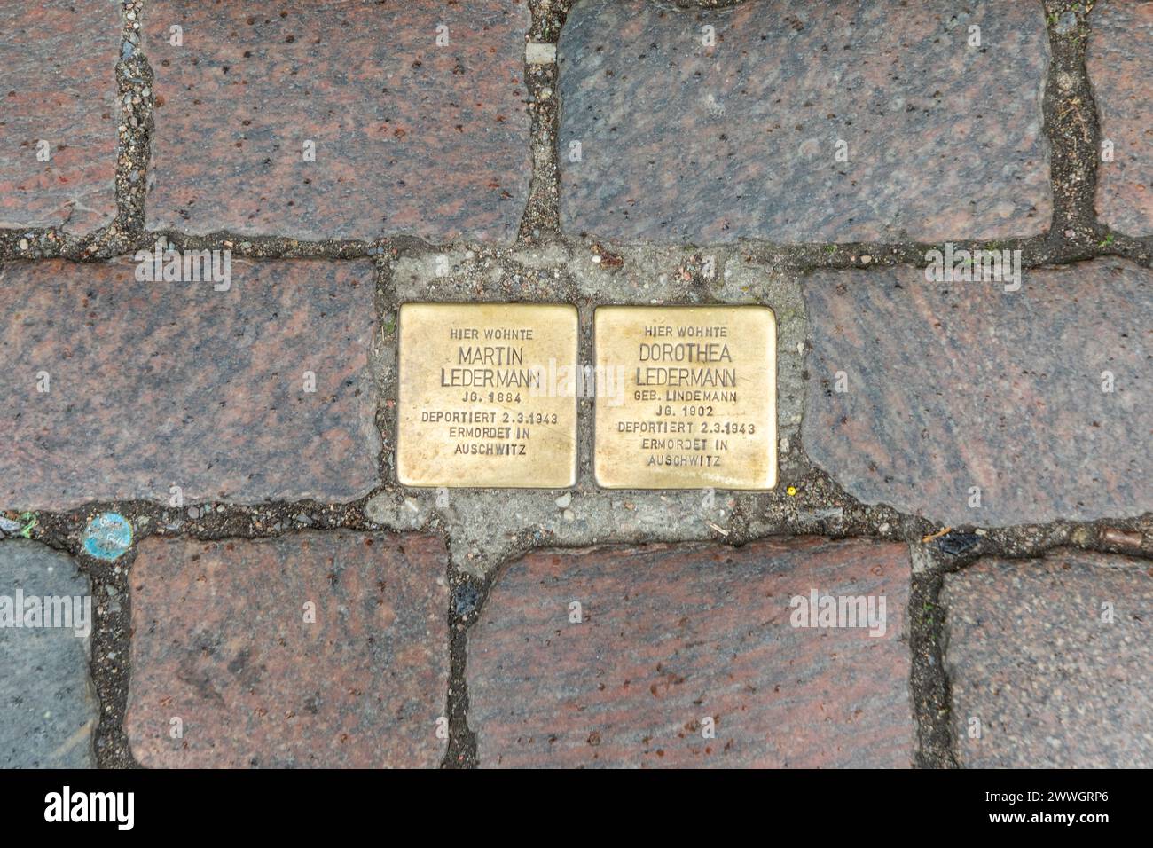 Berlin, Germany - March 22, 2024: Stolpersteine project, stumbing ...