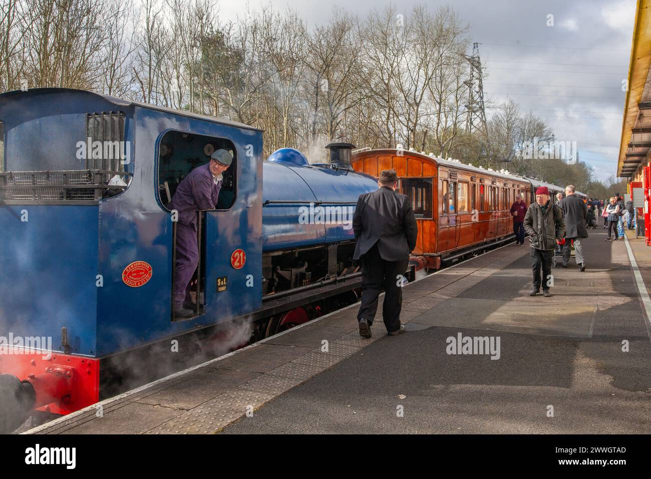 Ribble Steam Railway Heritage trains in Preston, UK. Hawthorn Leslie ...
